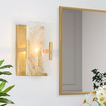 Set of Two Gold Wall Sconces LED Crystal Wall Light Fixtures for Living ...