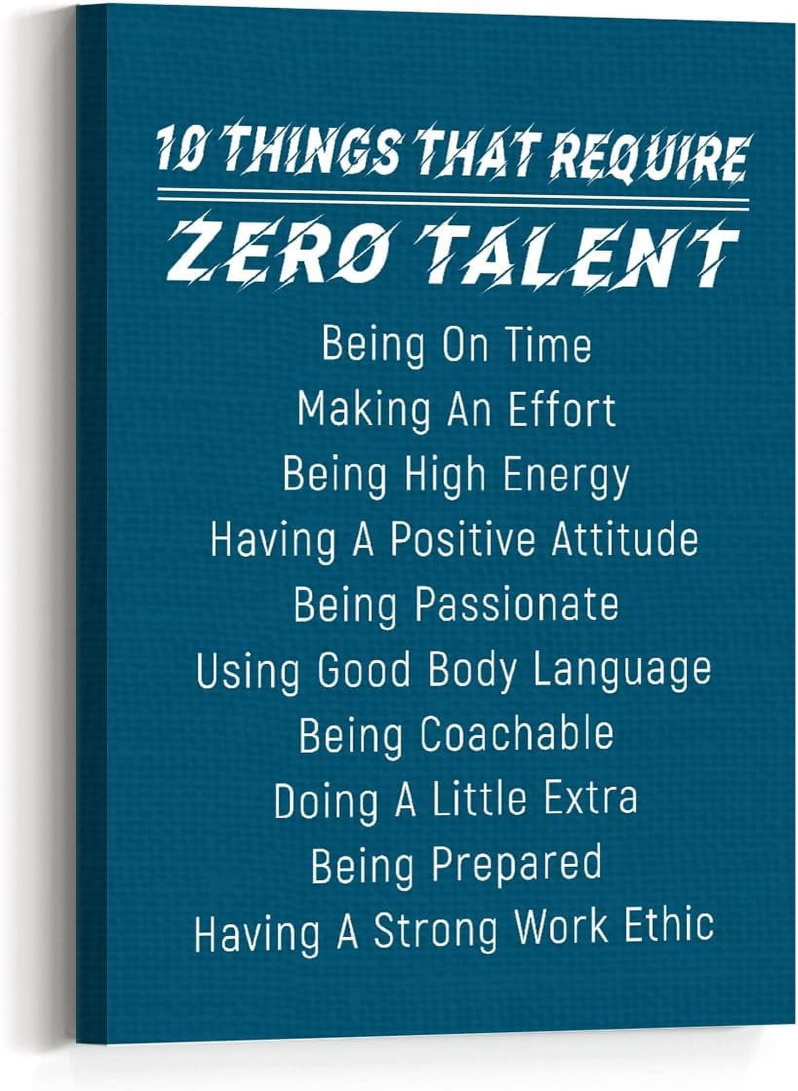 Modern 10 Things That Require Zero Talent Motivational Motto Wall Art Canvas,Positive ...