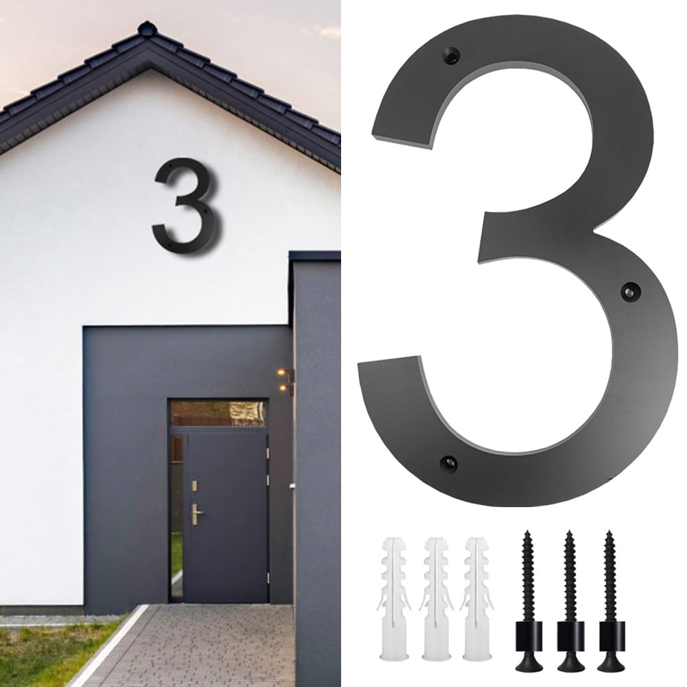 Modern 10-inch Floating House Numbers Large Black Address Sign for Home ...