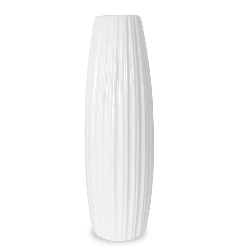 Modern 12-Inch Tall White Ceramic Vase – Decorative Textured Flower ...