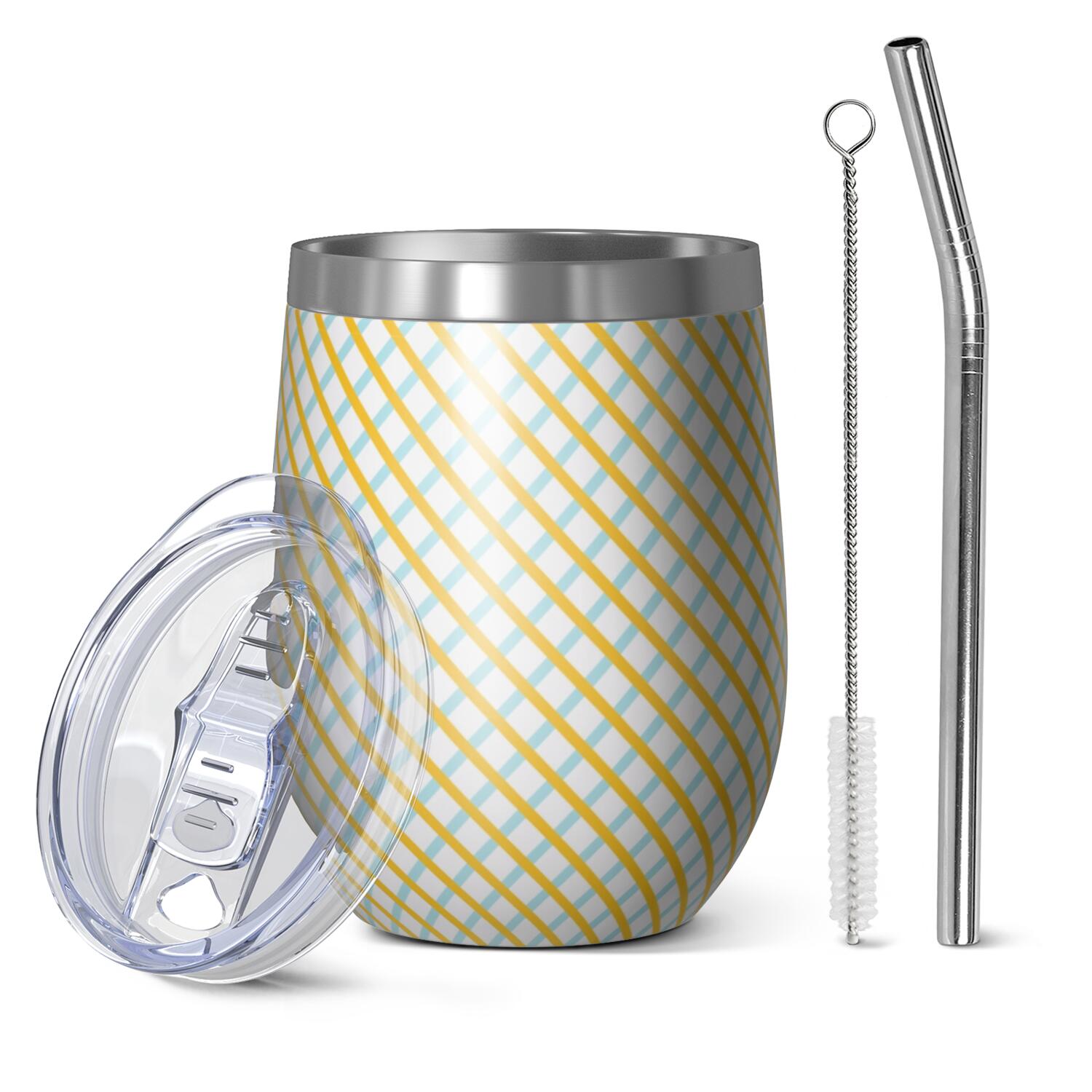 Modern 12oz Stainless Steel Insulated Wine Tumbler with Lid and Straw ...