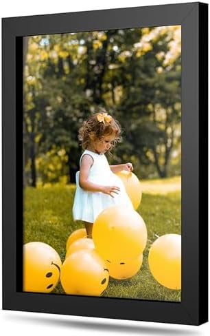 Modern 12x24 Black Picture Frame with Real Glass - Wood Edge Wall ...