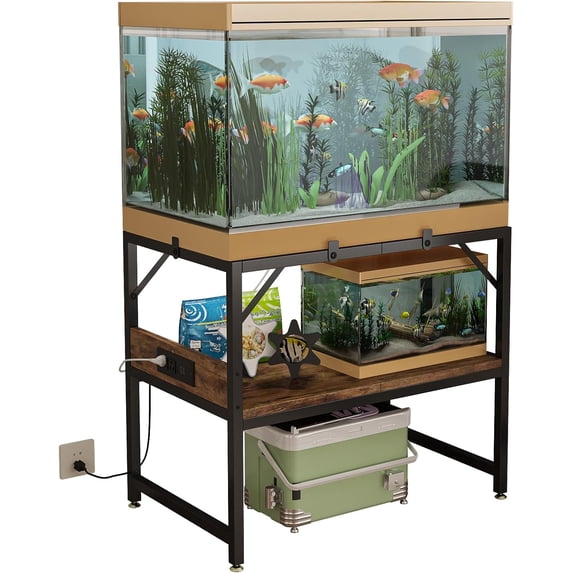 Modern 15 Long Gallon Fish Tank Stand for Home Office, 2-Tier Aquarium ...