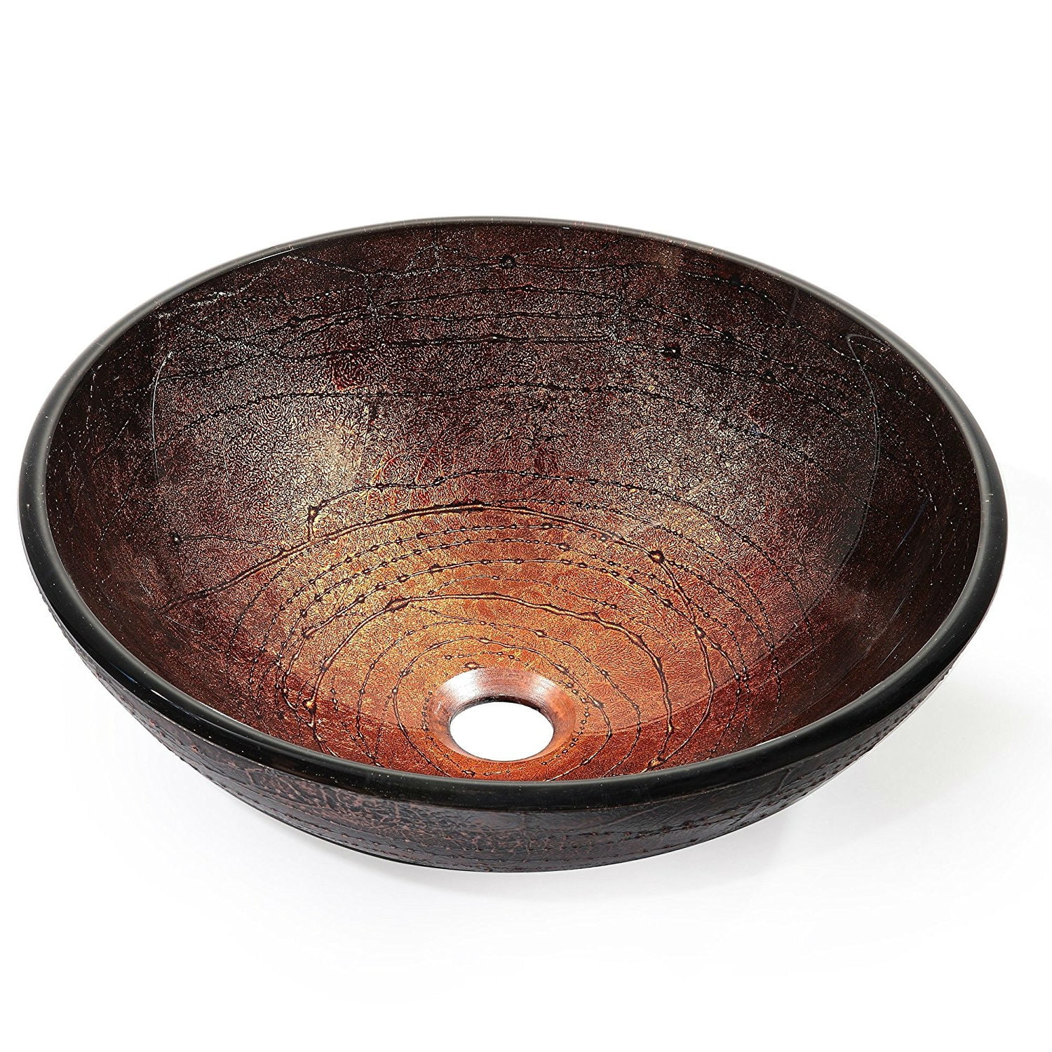 Modern 16.5 inch Round Copper Color Glass Vessel Sink - Walmart.com