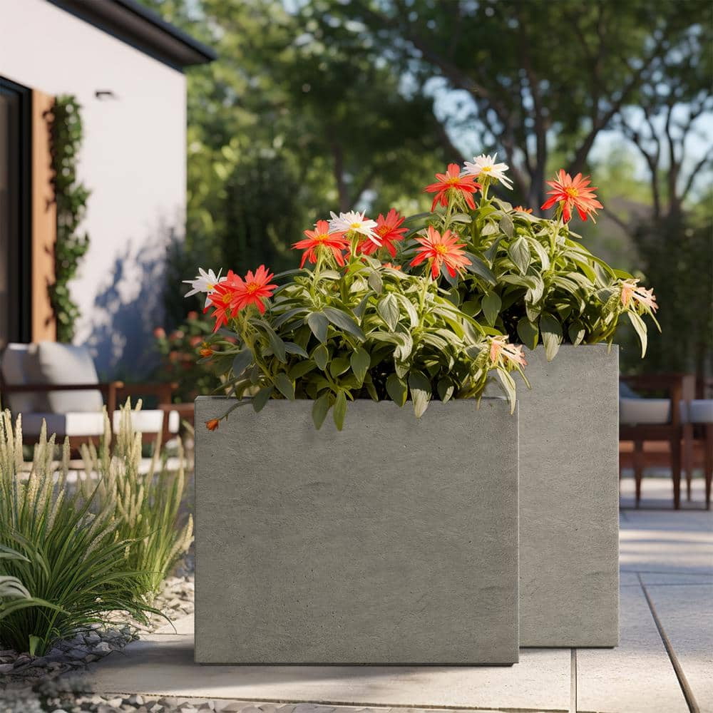 Modern 16 in., 24 in. High Large Tall Elongated Square Light Gray ...