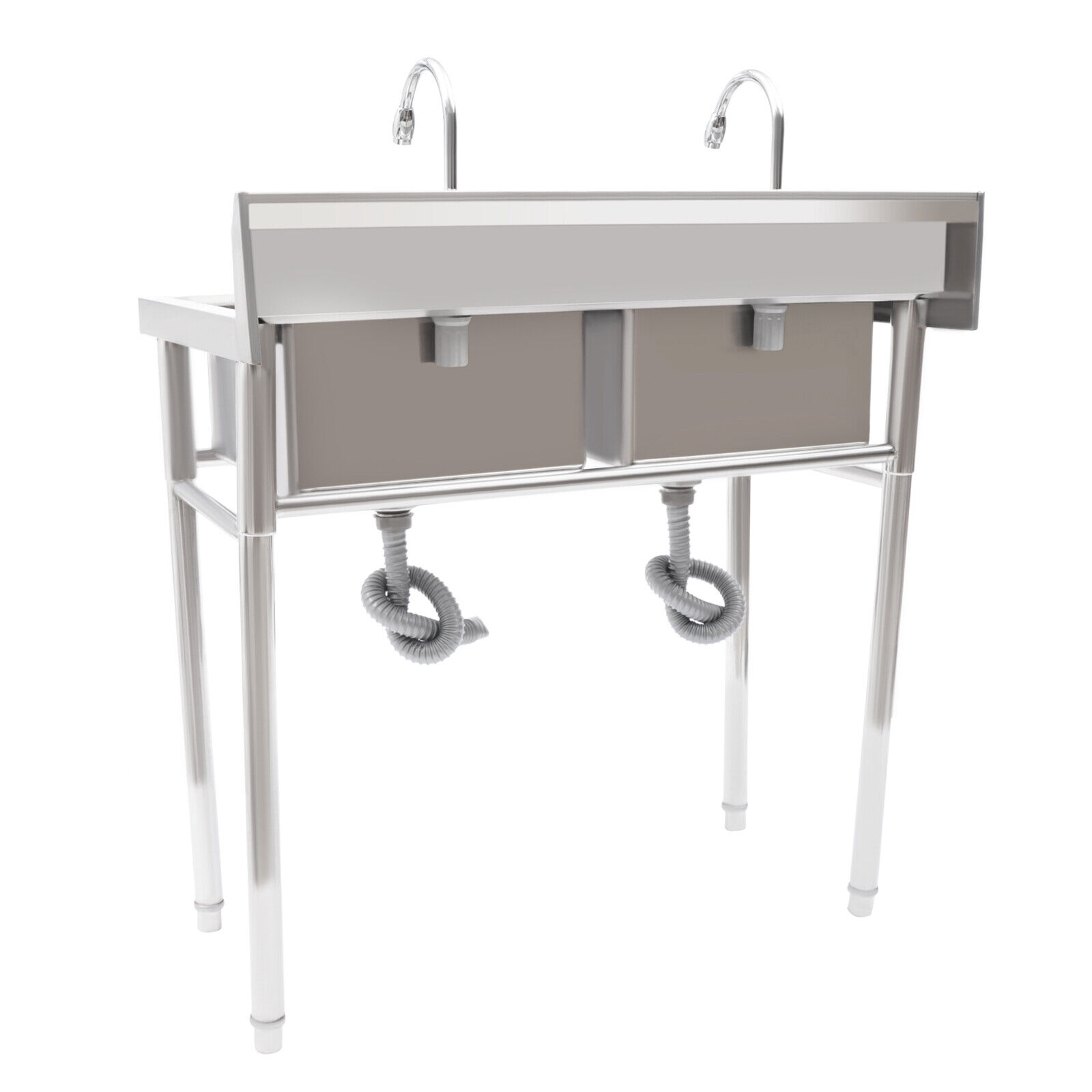 Modern 2 Compartment Free Standing Sink Rectangular Stainless Steel ...