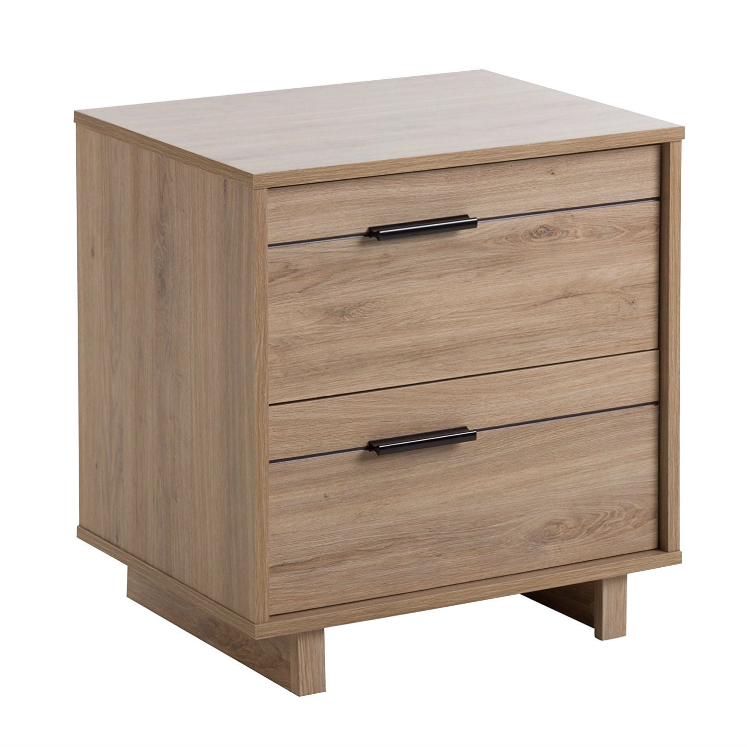 Modern 2-Drawer End Table Nightstand in Light Oak Wood Finish - Walmart.com