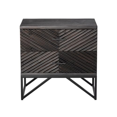 Modern 2-Drawer Nightstand, Contemporary Line Accent End Side Table ...