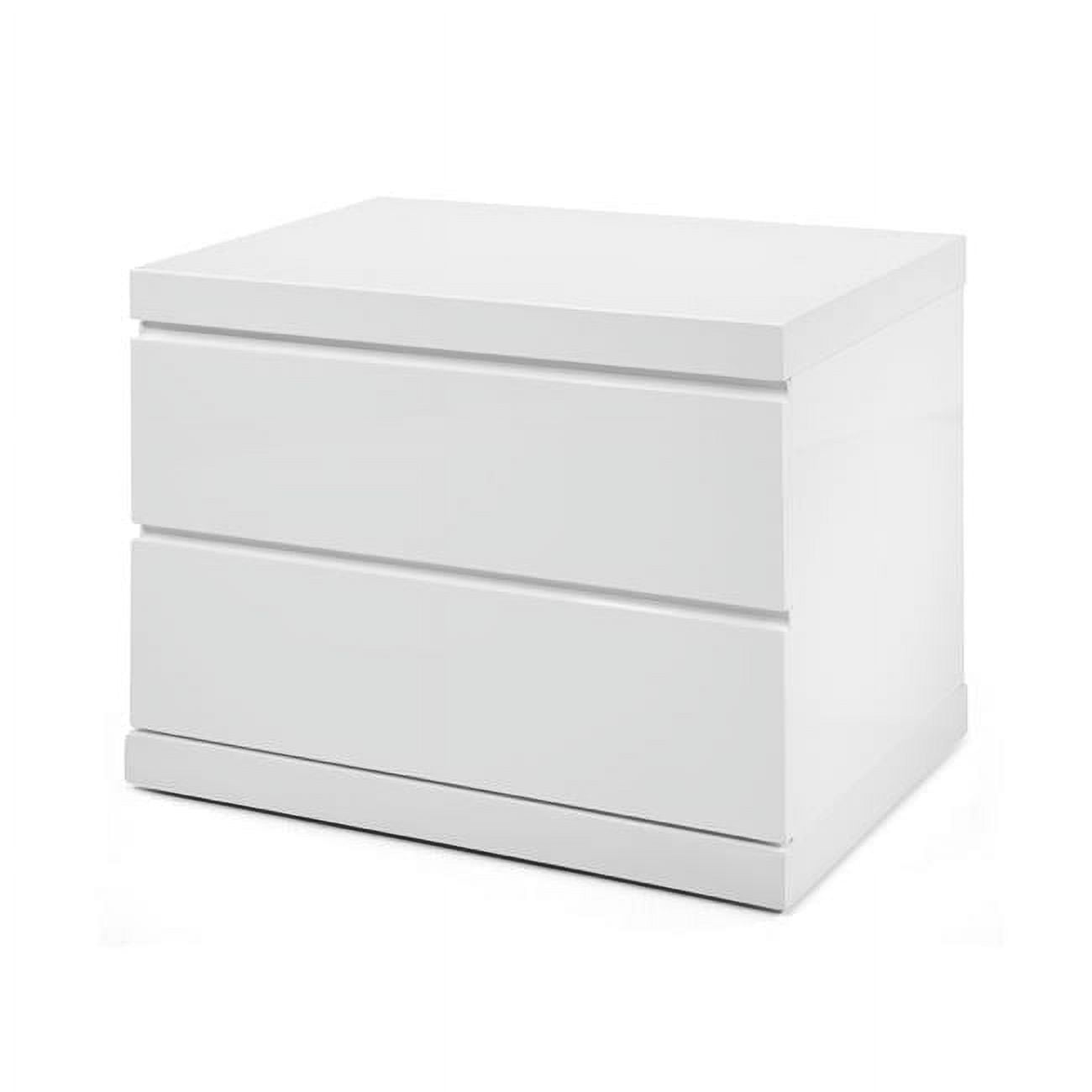 Modern 2 Drawer Nightstand, White - High Gloss - Walmart.com