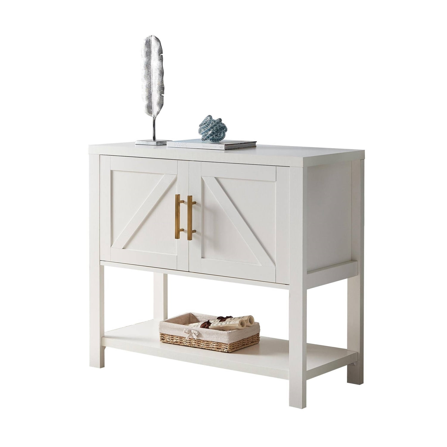 Modern 2 Drawer Wooden Storage Console Table White - Walmart.com