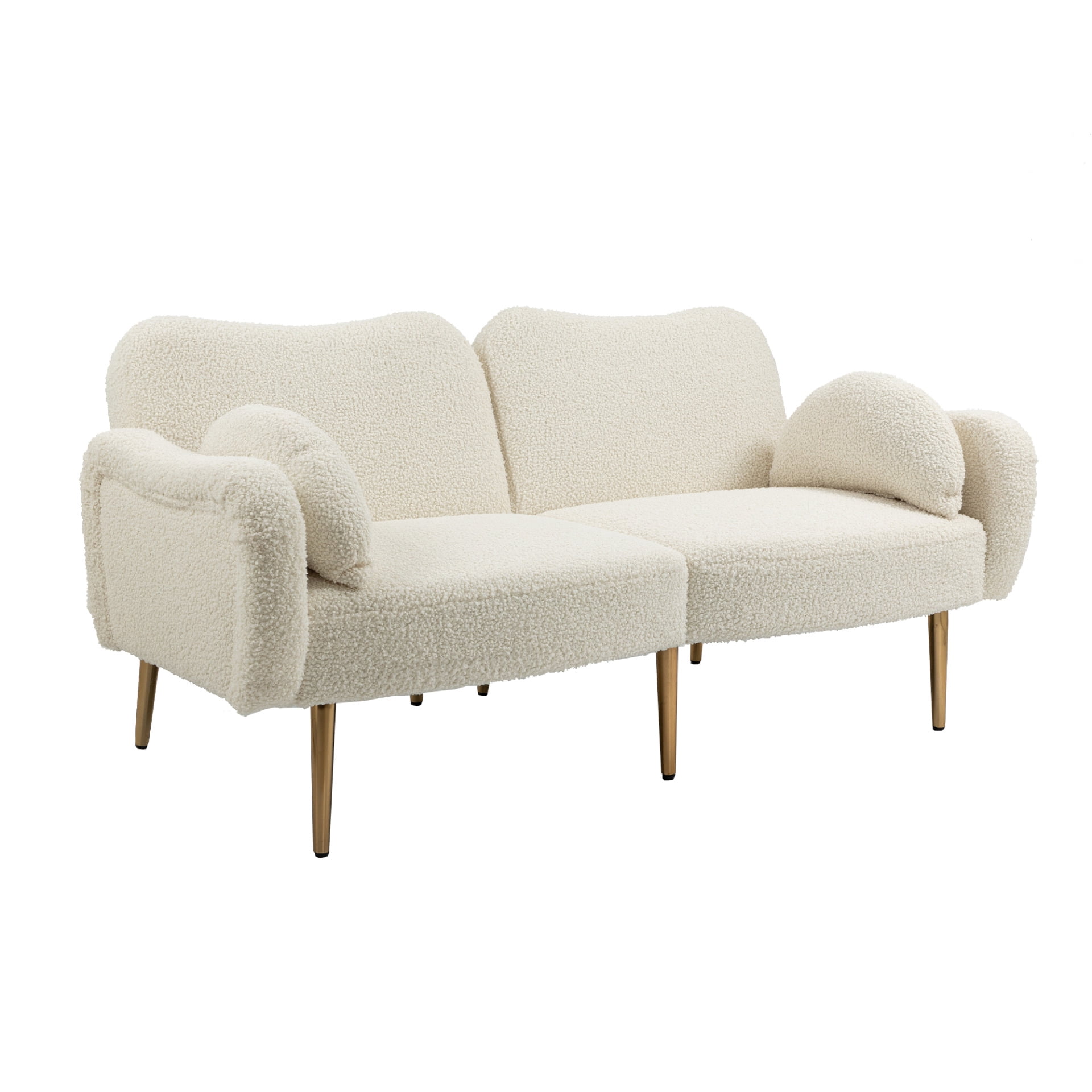 Modern 2 Seater Velvet Sofa with 2 Pillows, Adjustable Backrest ...