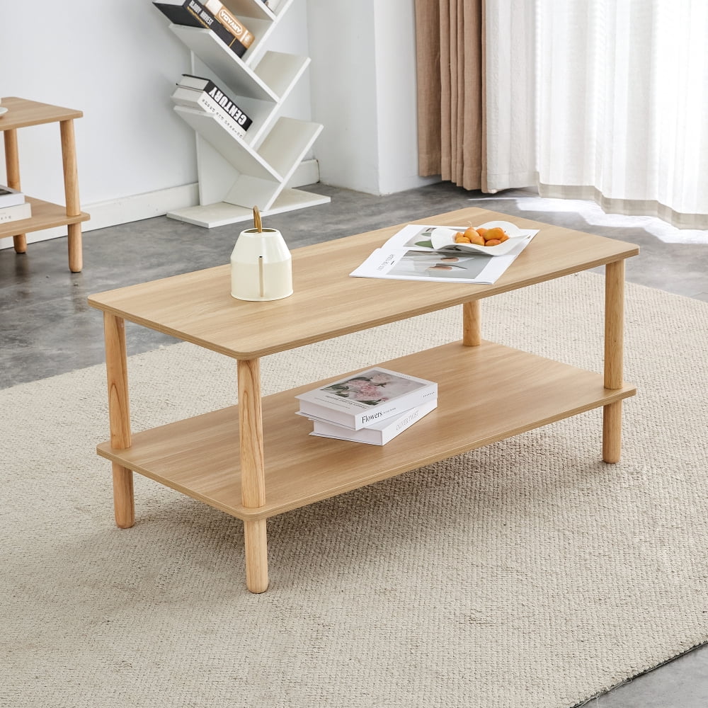 Modern 2-Tier Coffee Table for Living Room Furniture,Rectangular Center ...