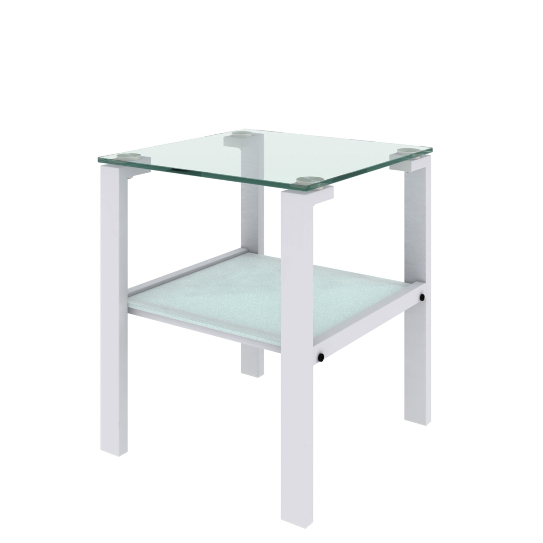Modern 2-Tier Tempered Glass End Table, Square Sofa Side Table with ...