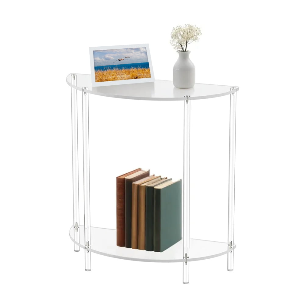 Modern 2-Tier Transparent Side Table Semi-Elliptical Wall Table Space ...