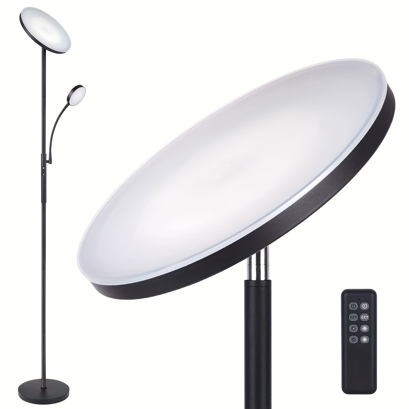 Modern 2-Way LED Floor Lamp: 27W Main & 7W Reading Light, 4 Color Temps ...