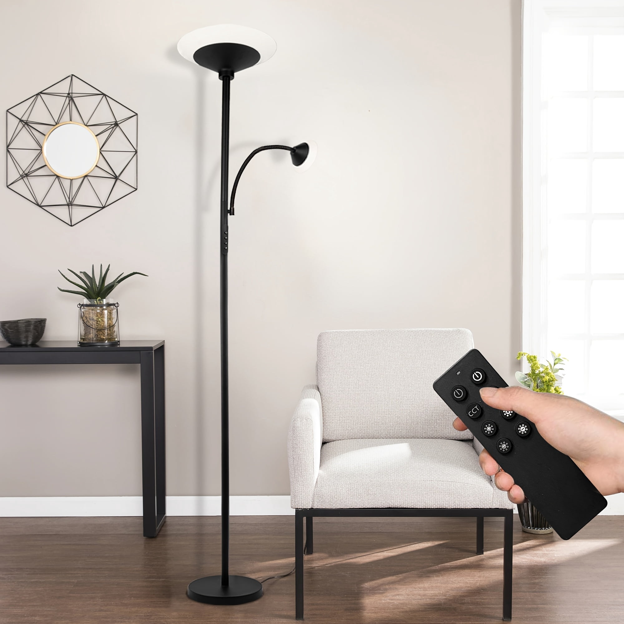 Modern 2‑in‑1 LED Floor Lamp with Remote & Touch Control, 4 Color ...
