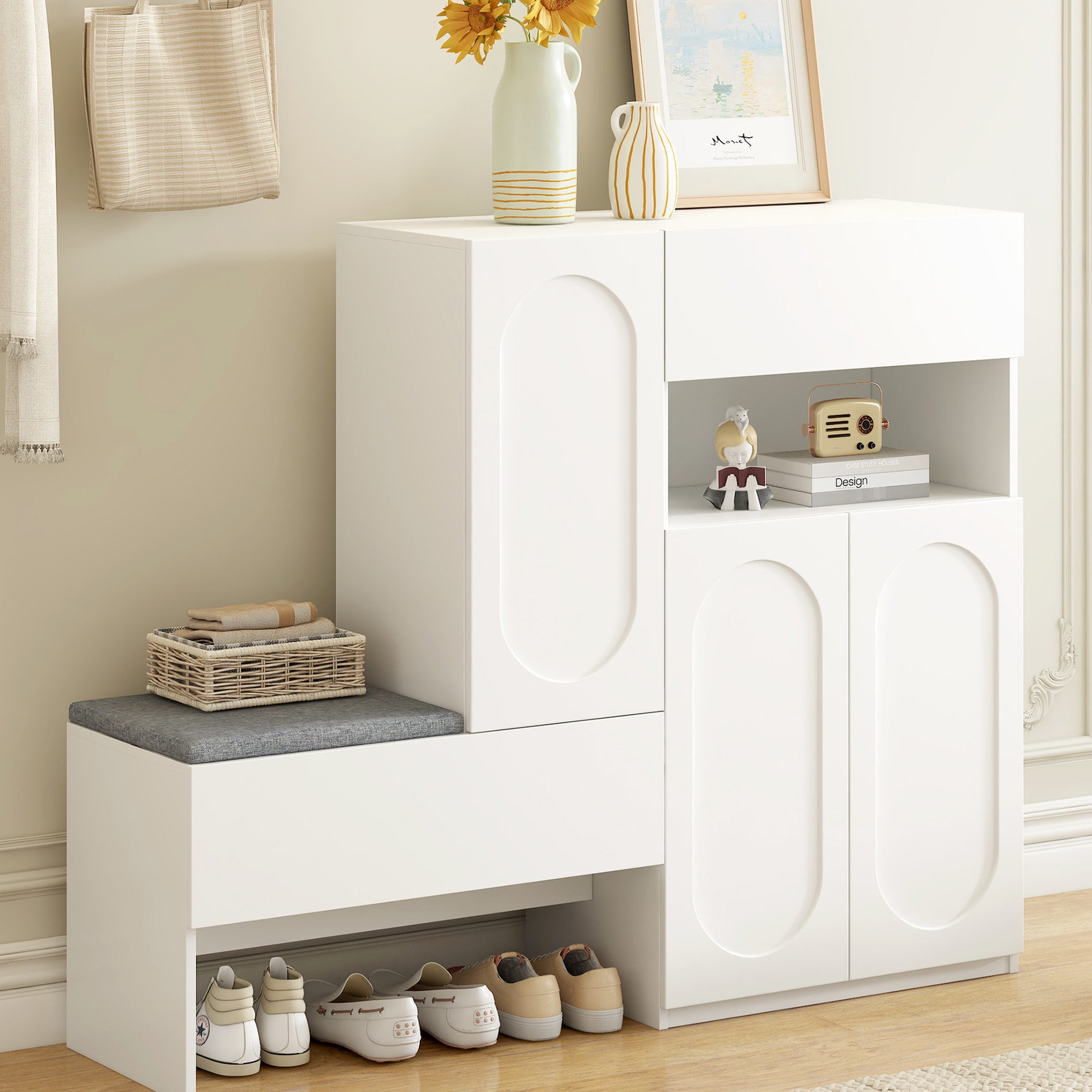 Modern 2-in-1 Shoe Storage Bench | Seamless Combination of Shoe Cabinet ...