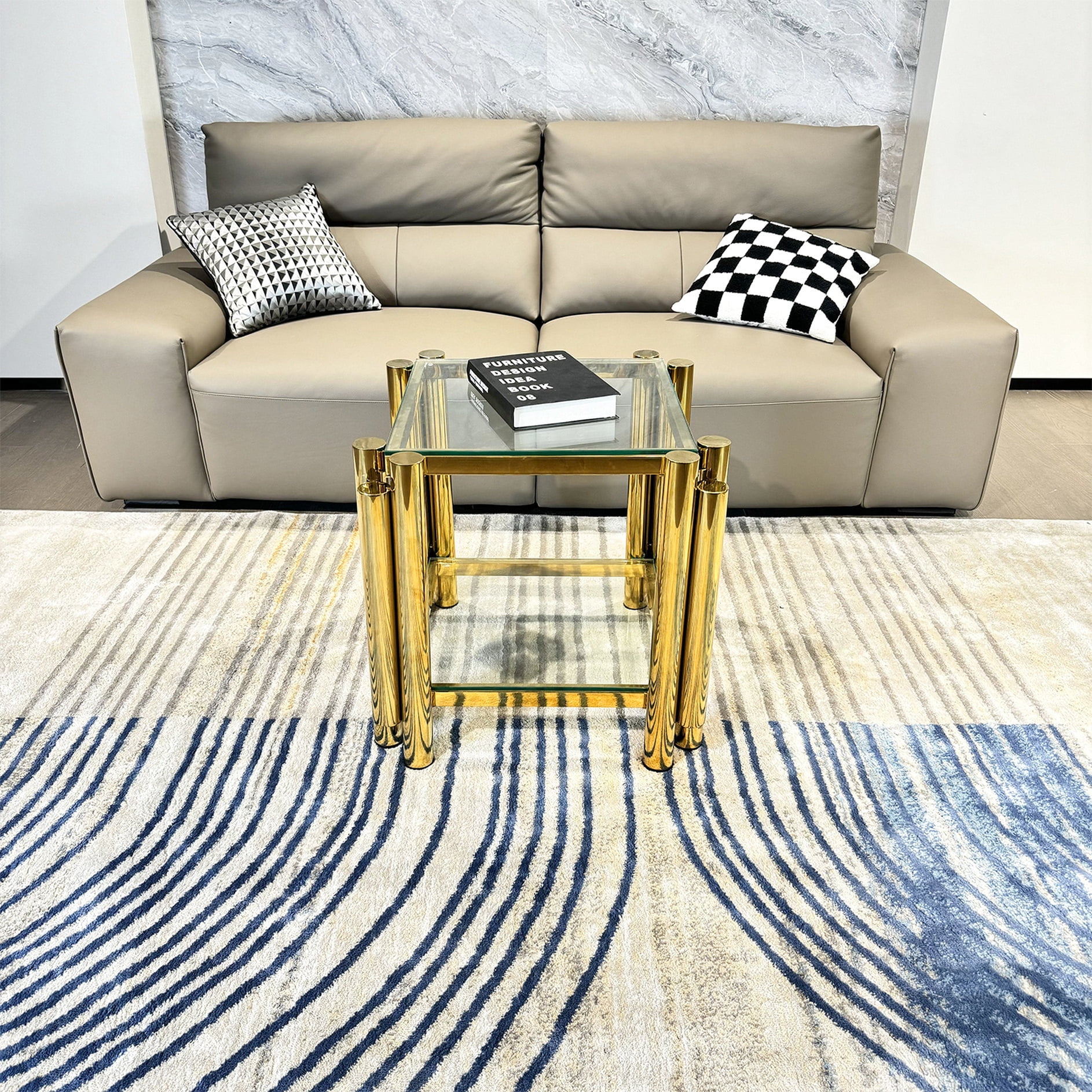Modern 20 Inch Square End Table of Stainless Steel and Tempered Glass ...