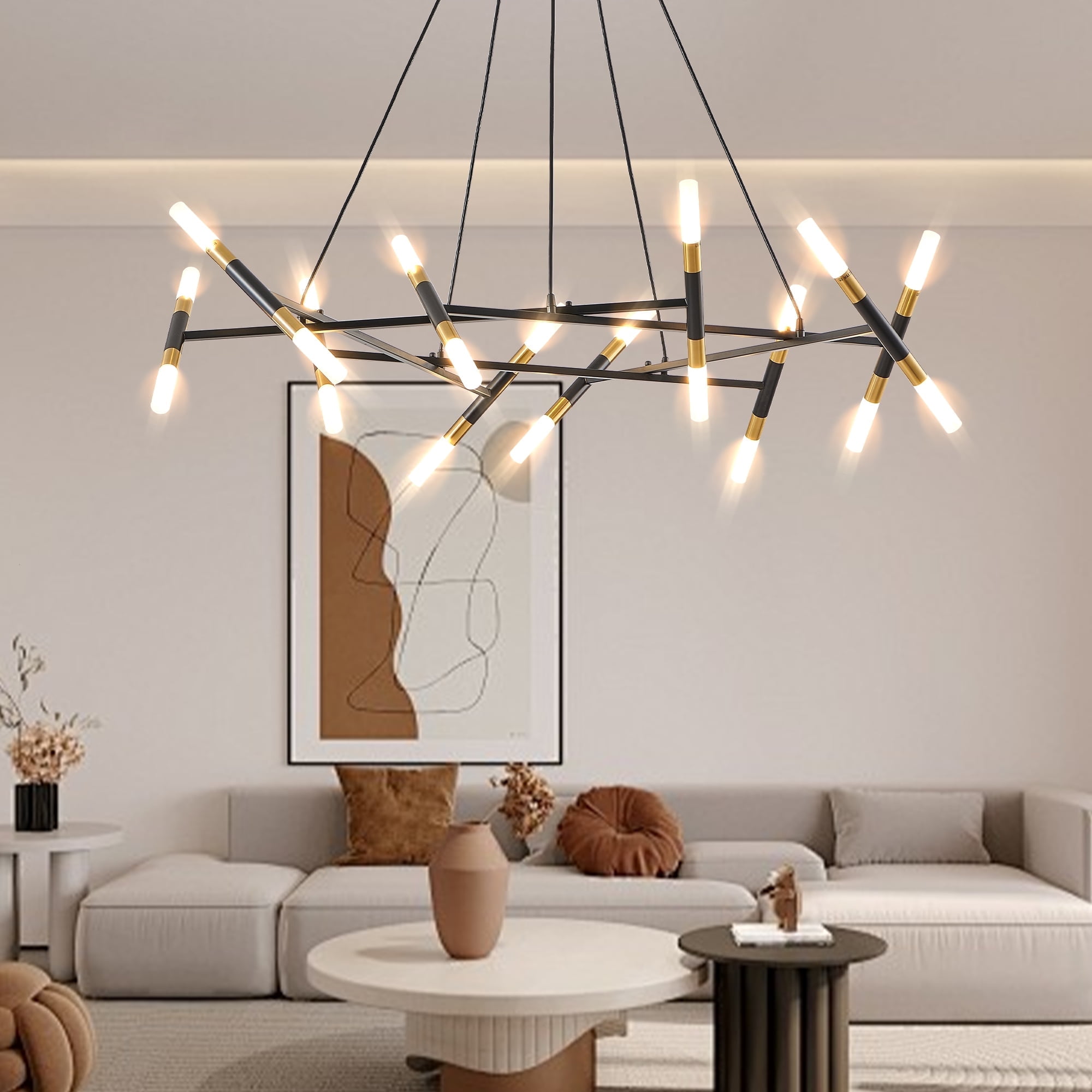 Modern 20-Light Sputnik Chandelier 41-Inch Large Ceiling Light Fixture ...