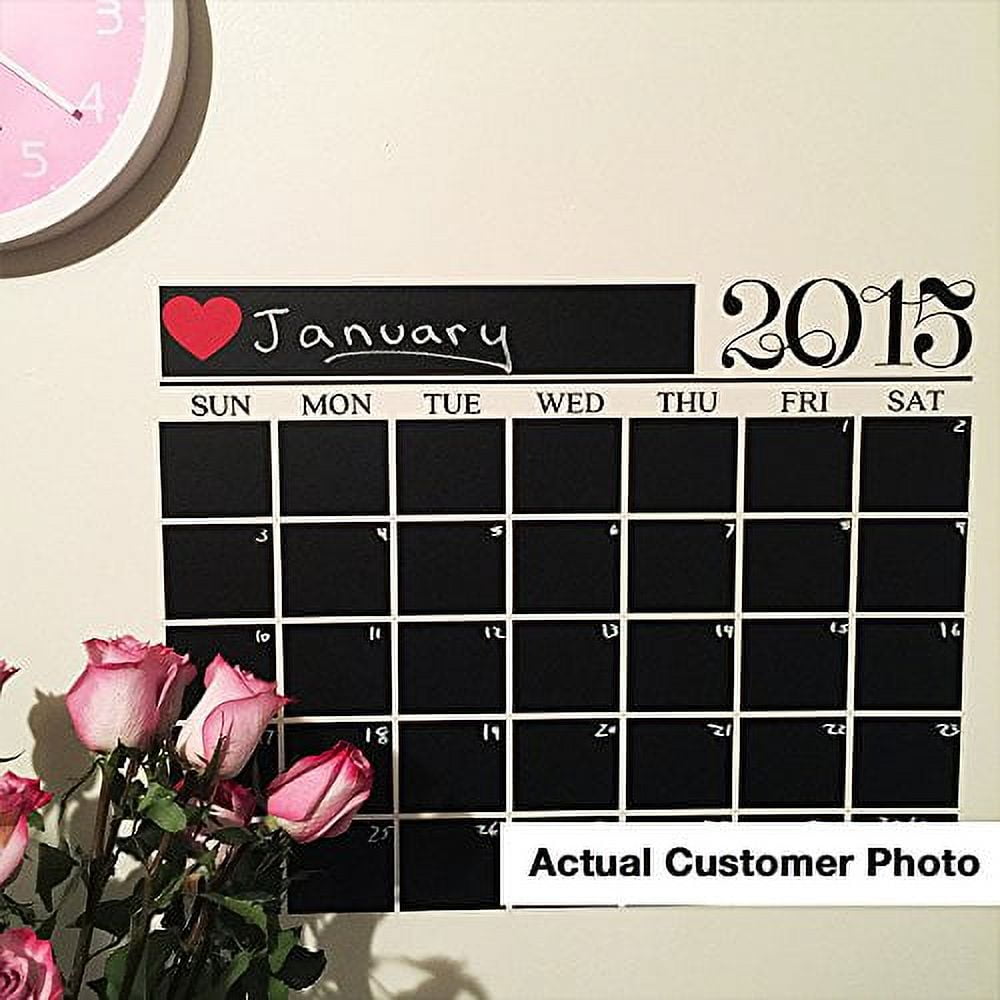 Modern 2019 Chalkboard Wall Decal Calendar - A Todeco Product - Walmart.com