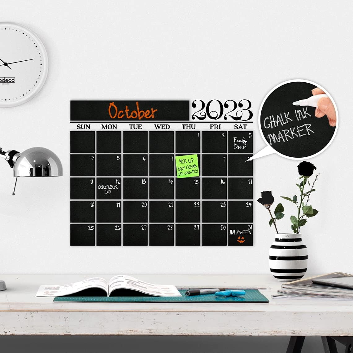 Modern 2019 Chalkboard Wall Decal Calendar - A Todeco Product - Walmart.com