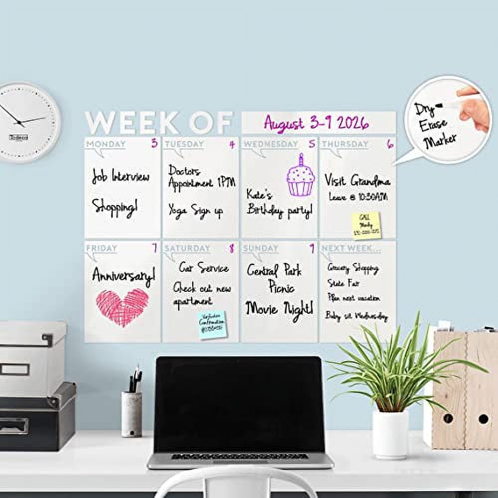 Modern 2023 Dry Erase Weekly " Week Of " Wall Decal Calendar w/Dry ...