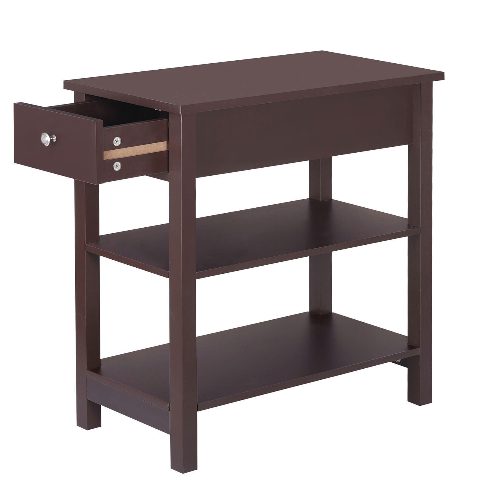 Modern 24 Inch Brown 3-Tier Side Table Perfect for Bedroom and Living ...