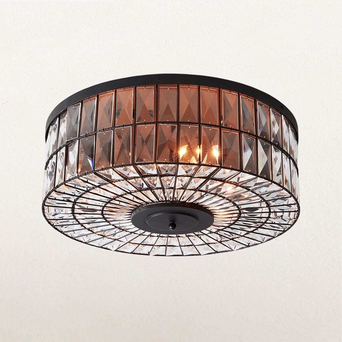 Modern 24 Inch Round Crystal Flush Mount Ceiling Light, Premium White ...
