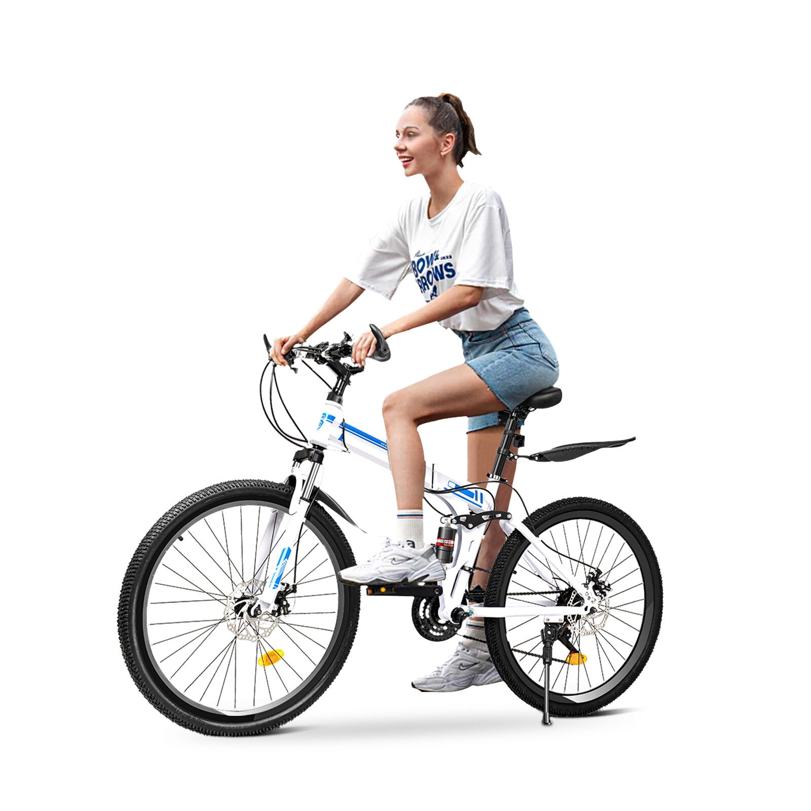 Modern 26" Mountain Folding Bike, 21-Speed Gears MTB Bicycle U-Shaped ...