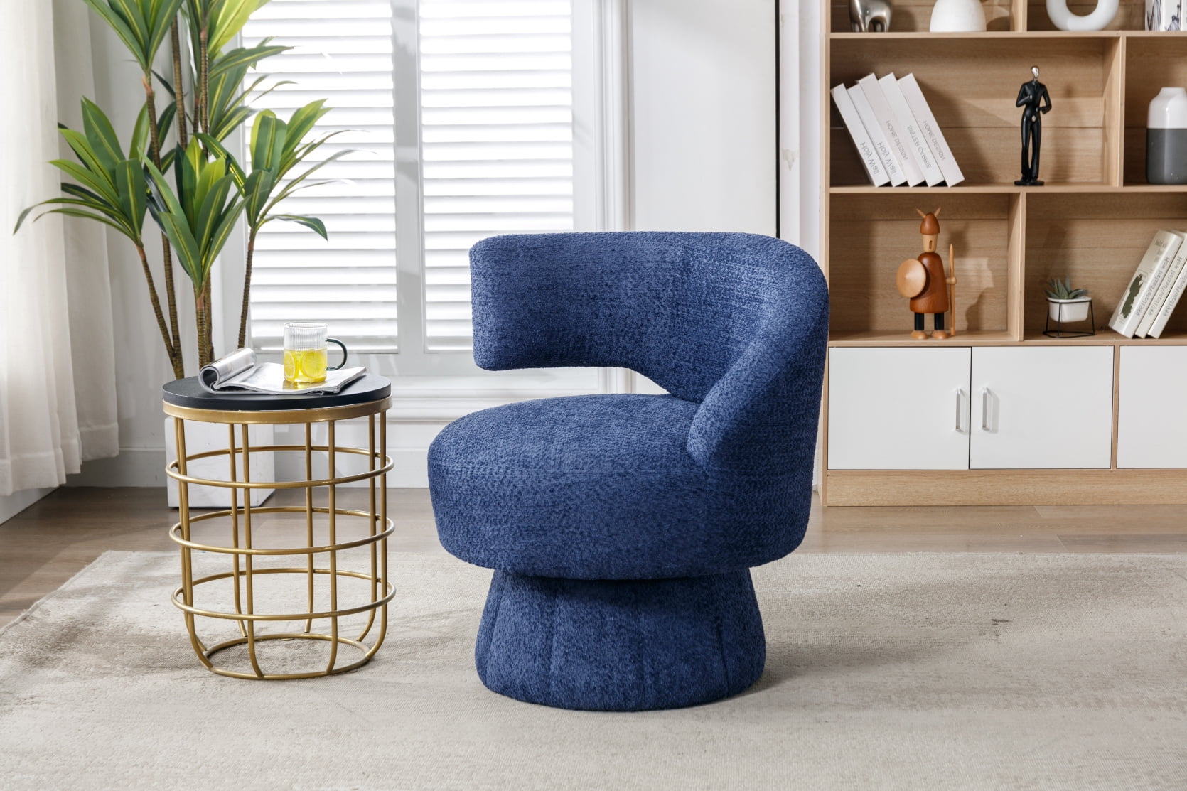 Modern 27.16 Inch Barrel Single Armchairs , 360°Swivel Round Accent ...