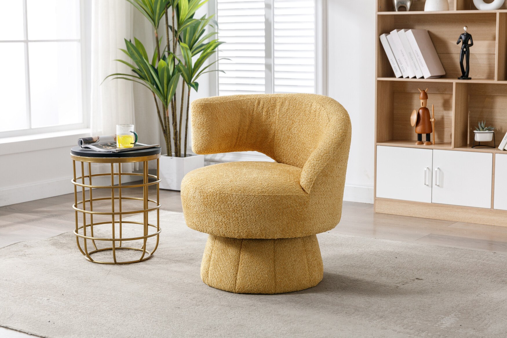 Modern 27.16 Inch Barrel Single Armchairs , 360°Swivel Round Accent ...
