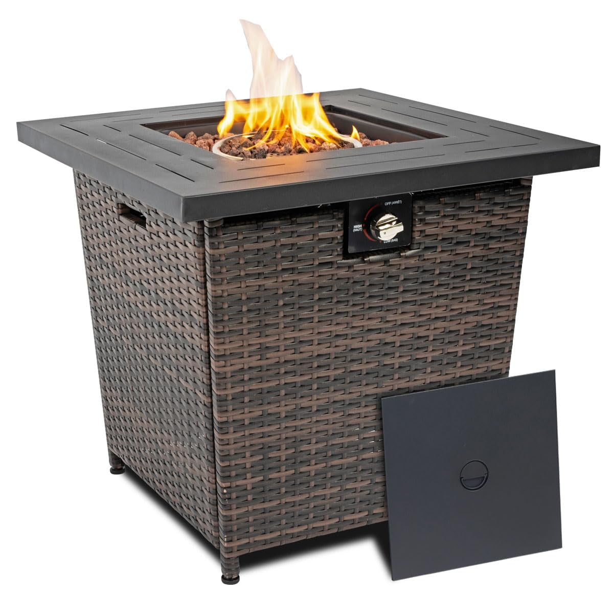 Modern 28'' Propane Fire Pit Table for Backyard, 50K BTU High ...