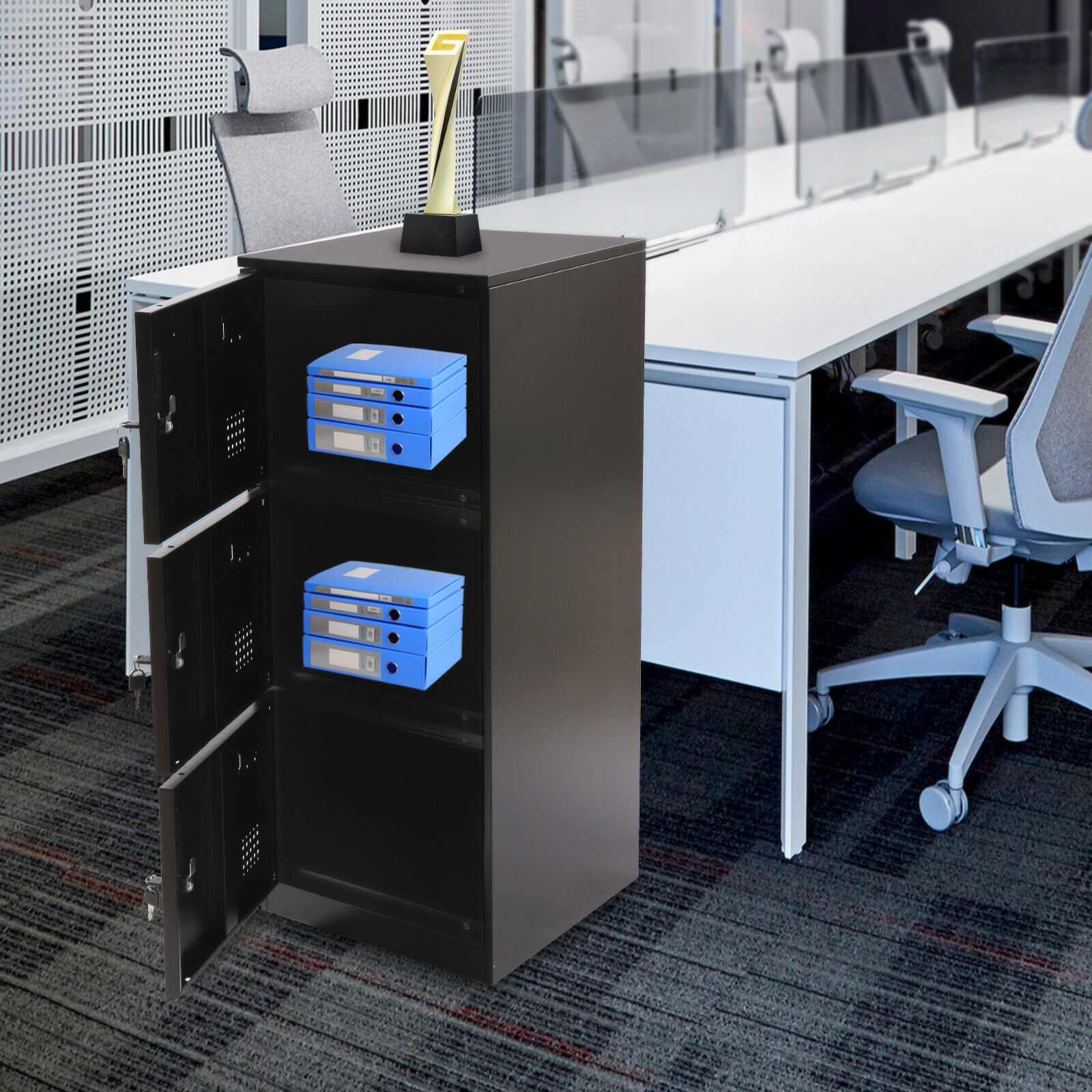 Modern 3 Door Vertical Stackable Storage Cabinet with Lock Anti-Failing ...