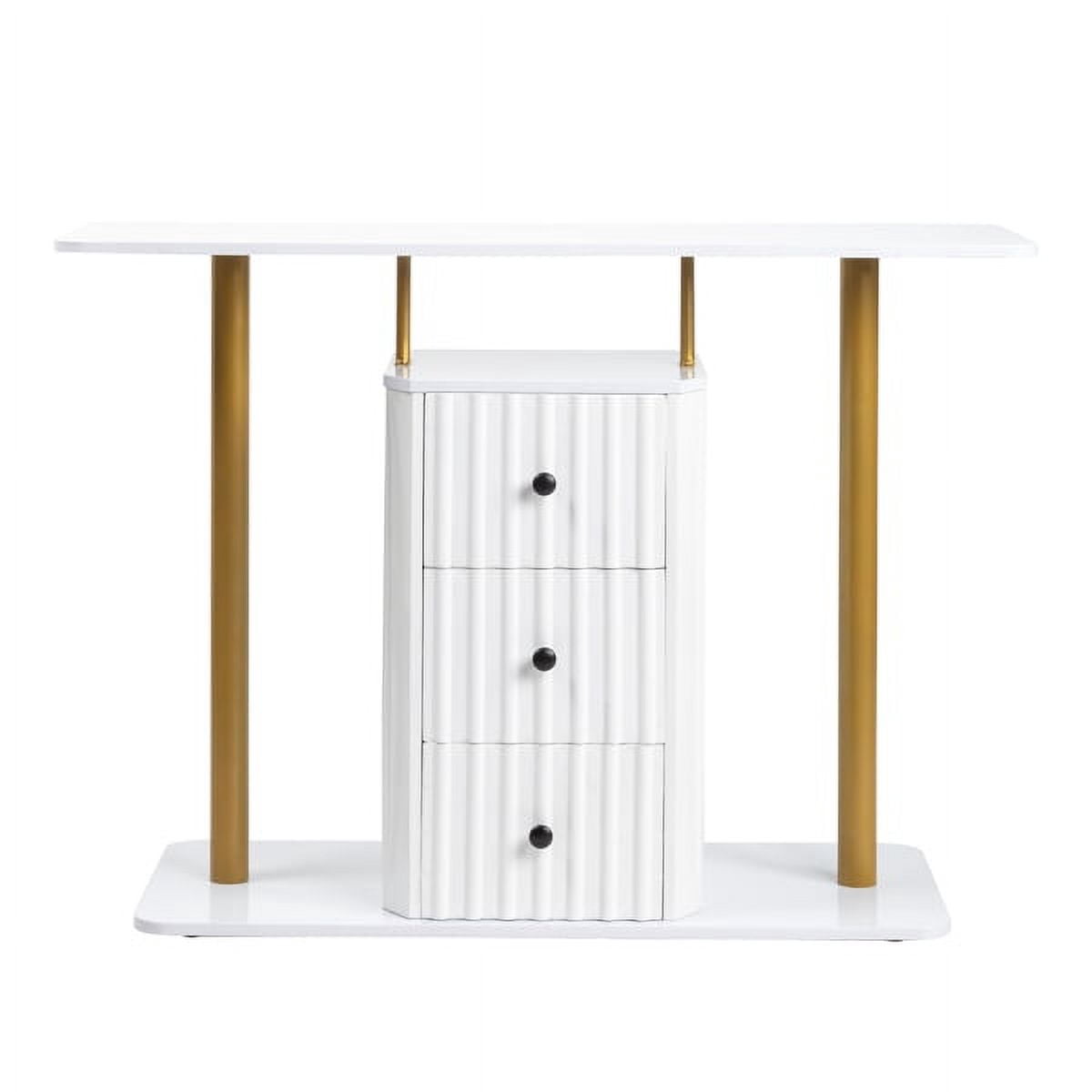 Modern 3-Drawer Console Table with Faux Marble Veneer – White & Gold ...