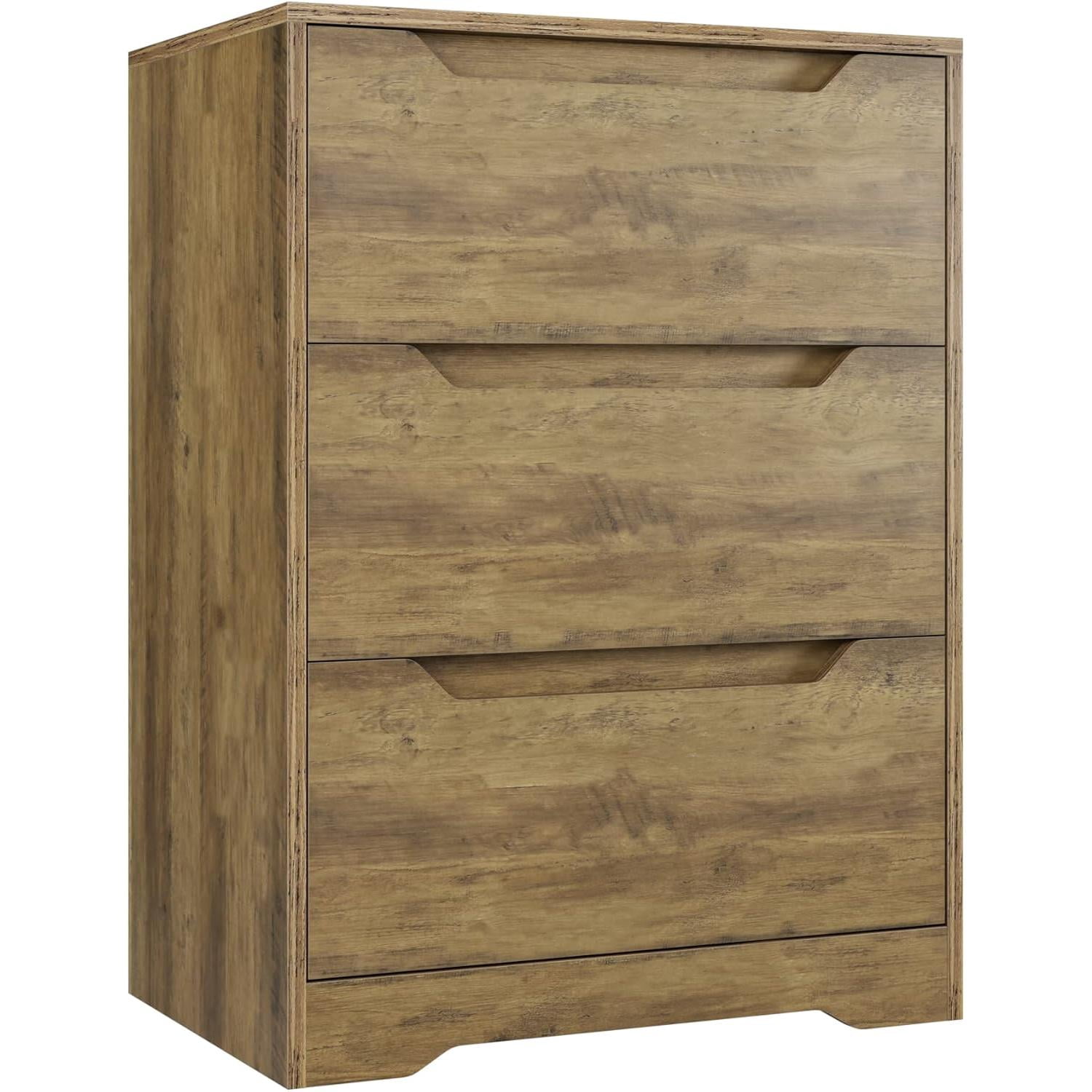 Modern 3 Drawer Dresser, Wood Chest of Drawers with Storage, Tall ...