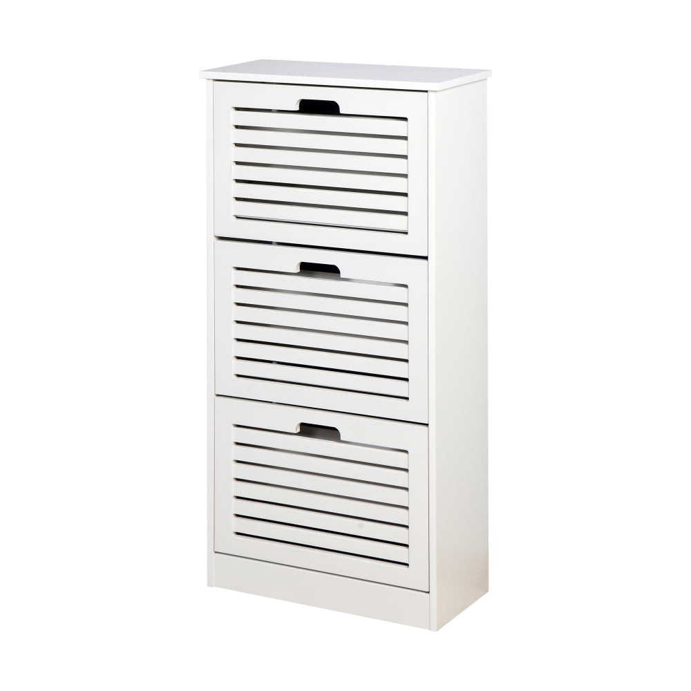 Modern 3 Flip Drawers Shoe Cabinet, Wood Shoe Cabinet Shoe Storage ...