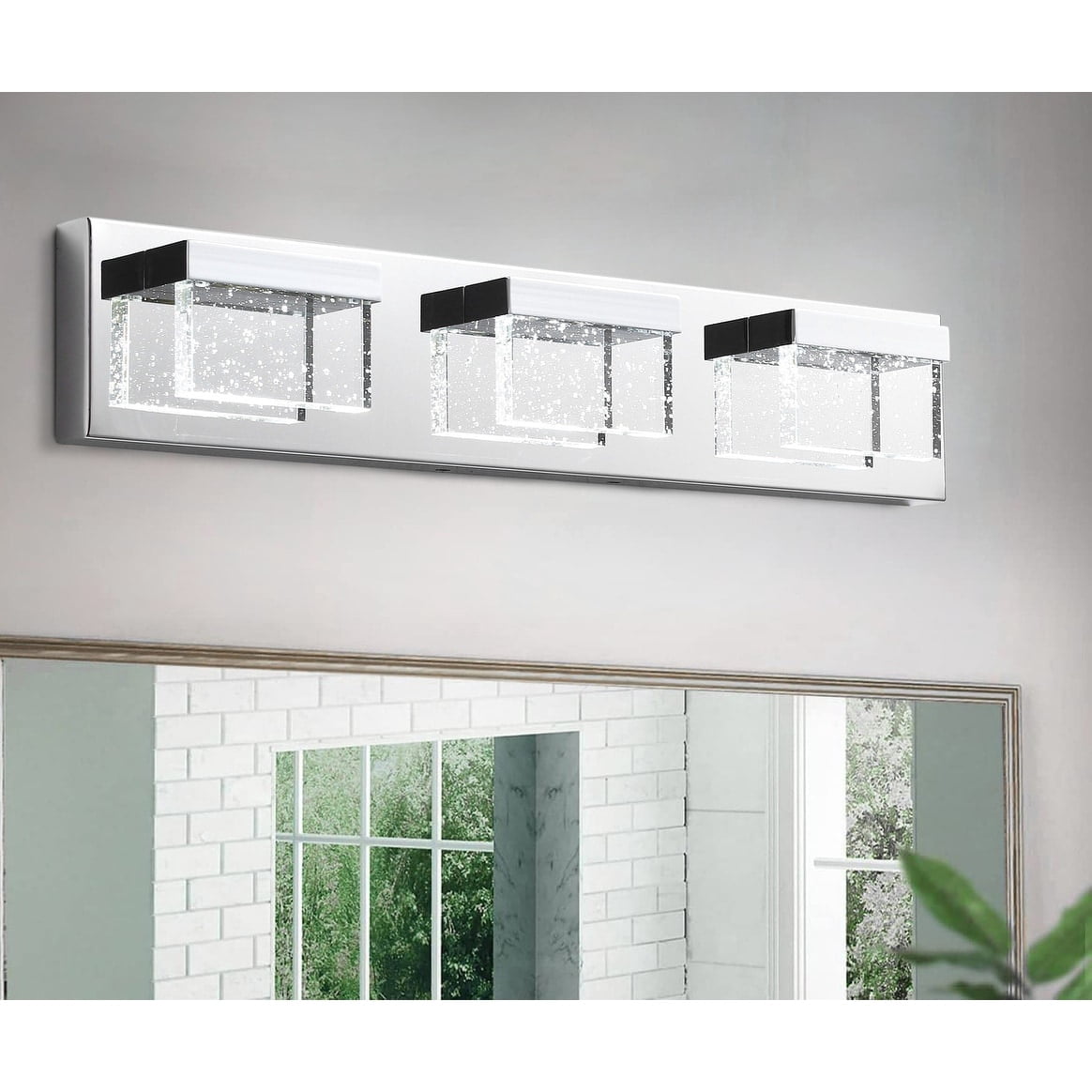 Modern 3-Light Creative Square Bubble Glass Shape Vanity Lighting ...