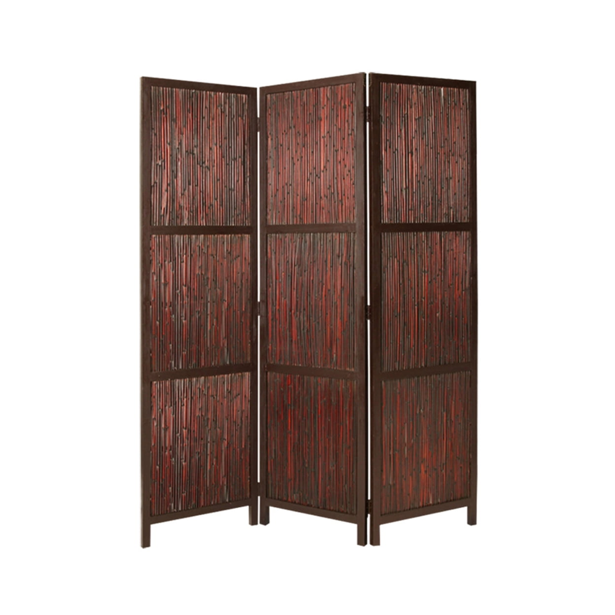 Modern 3 Panel Savannah Screen Room Divider With Brown Solid Bamboo ...
