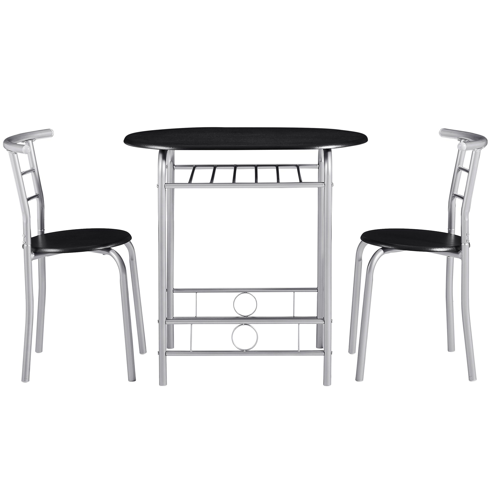 Modern 3 Piece Dining Set with Wood Oval Table and 2 Chairs for Home ...