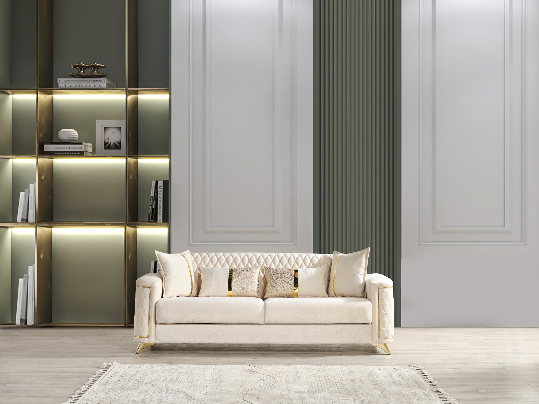 Modern 3-Piece Leatherette Sofa with Invisible Storage Drawers ...