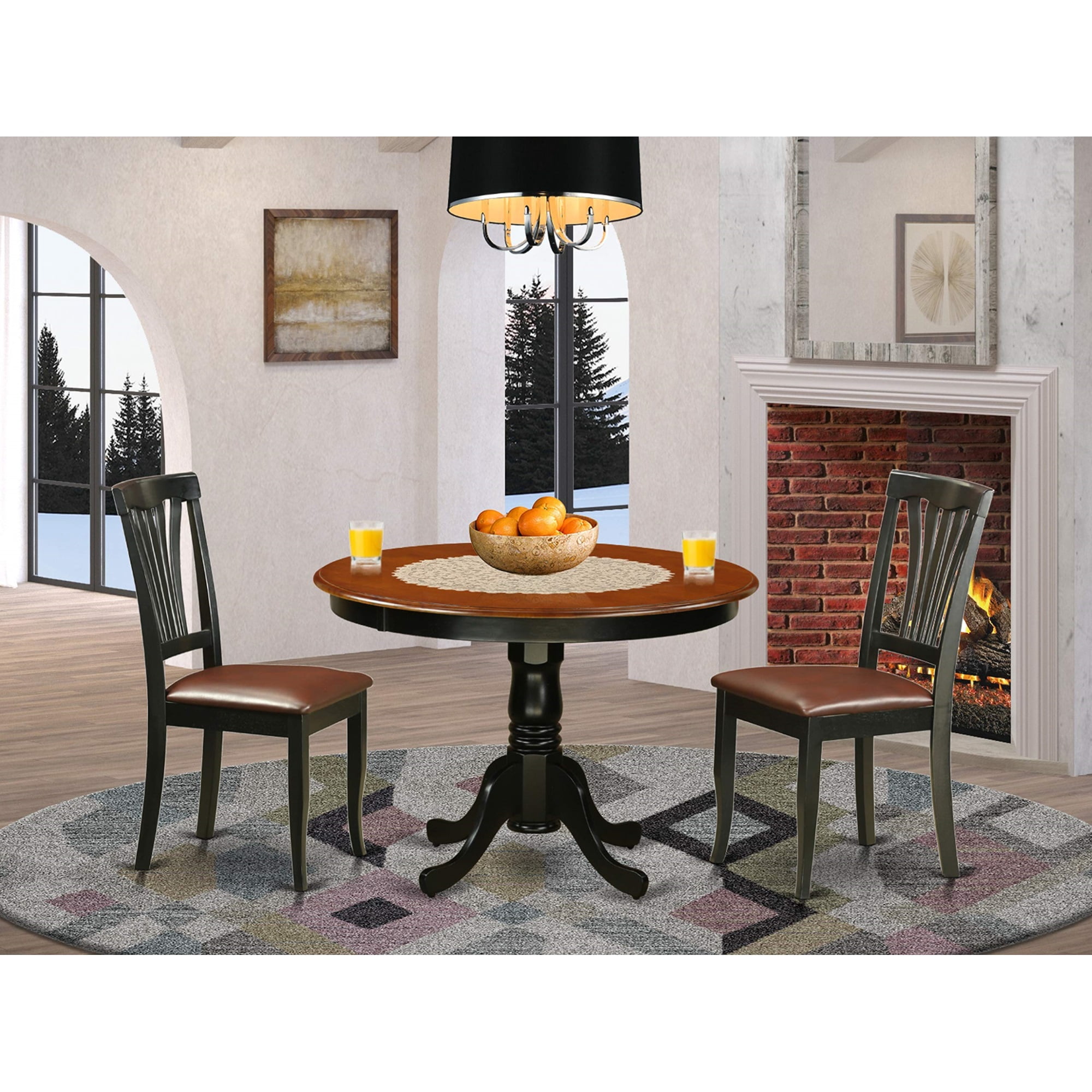 Modern 3-Piece Round Kitchen Table Set with Chairs | 42 Diameter ...