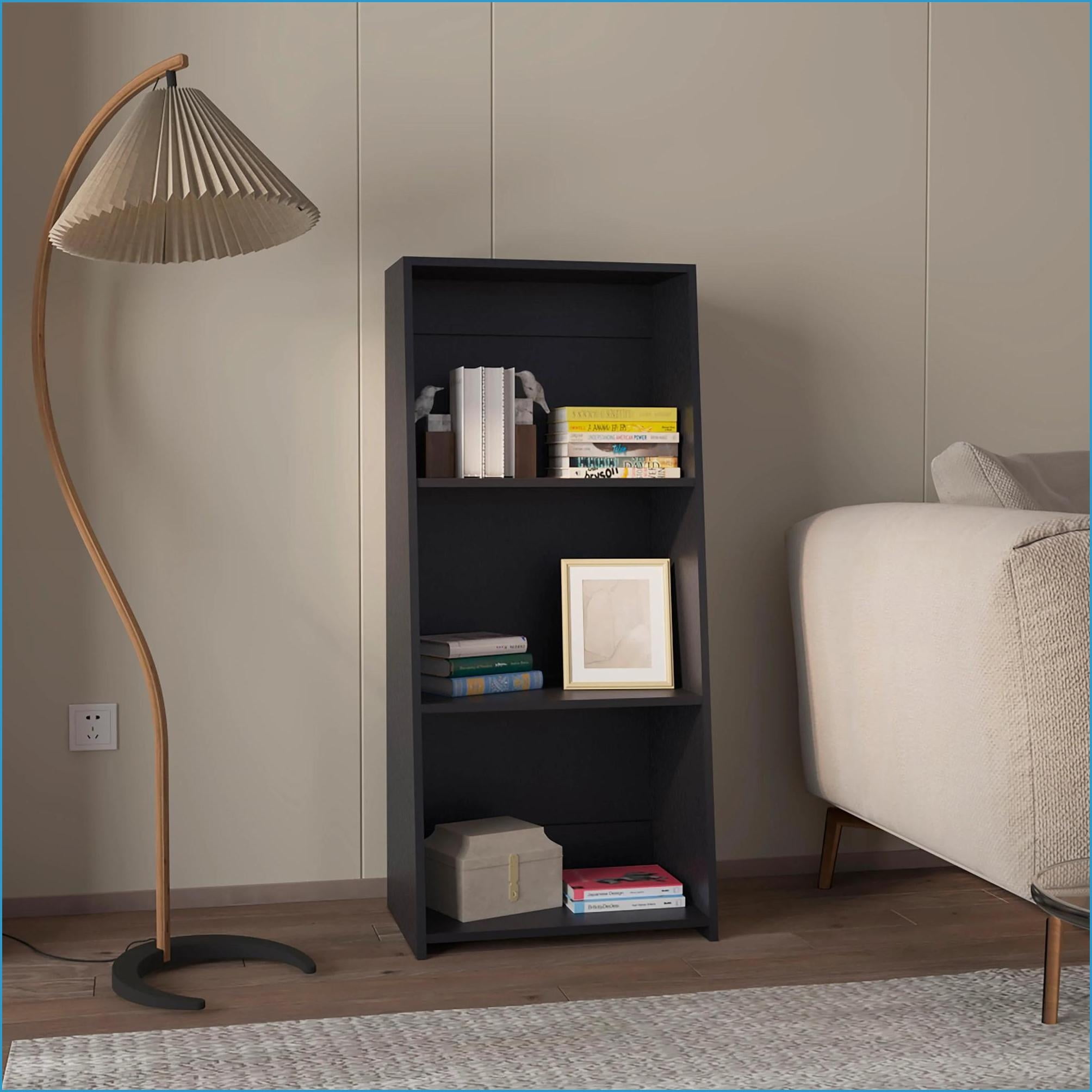 Modern 3-Shelf Bookcase with Wenge Finish | Particle Board, Primary ...