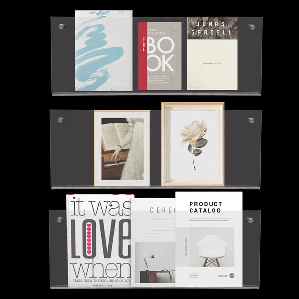 Modern 3 Tier Acrylic Brochure Holder Wall Mount Clear Flyer Literature ...