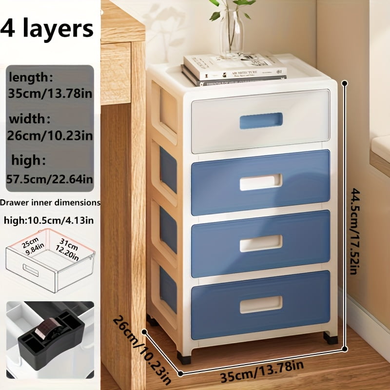 Modern 3-Tier Plastic Drawer Cabinet with Smooth Sliding Drawers ...