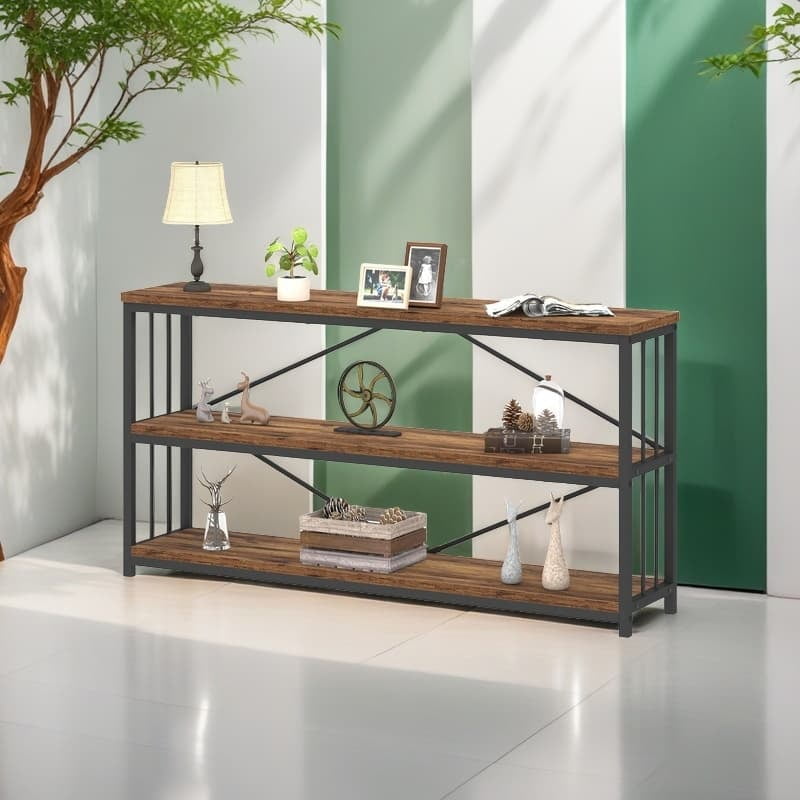 Modern 3 Tier Shelf Long Foyer Tables Behind Couch for Home Living Room ...