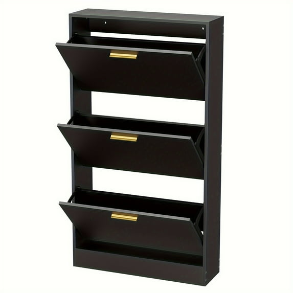 Modern 3-Tier Shoe Storage Cabinet for Small Spaces, Compact Shoe and ...