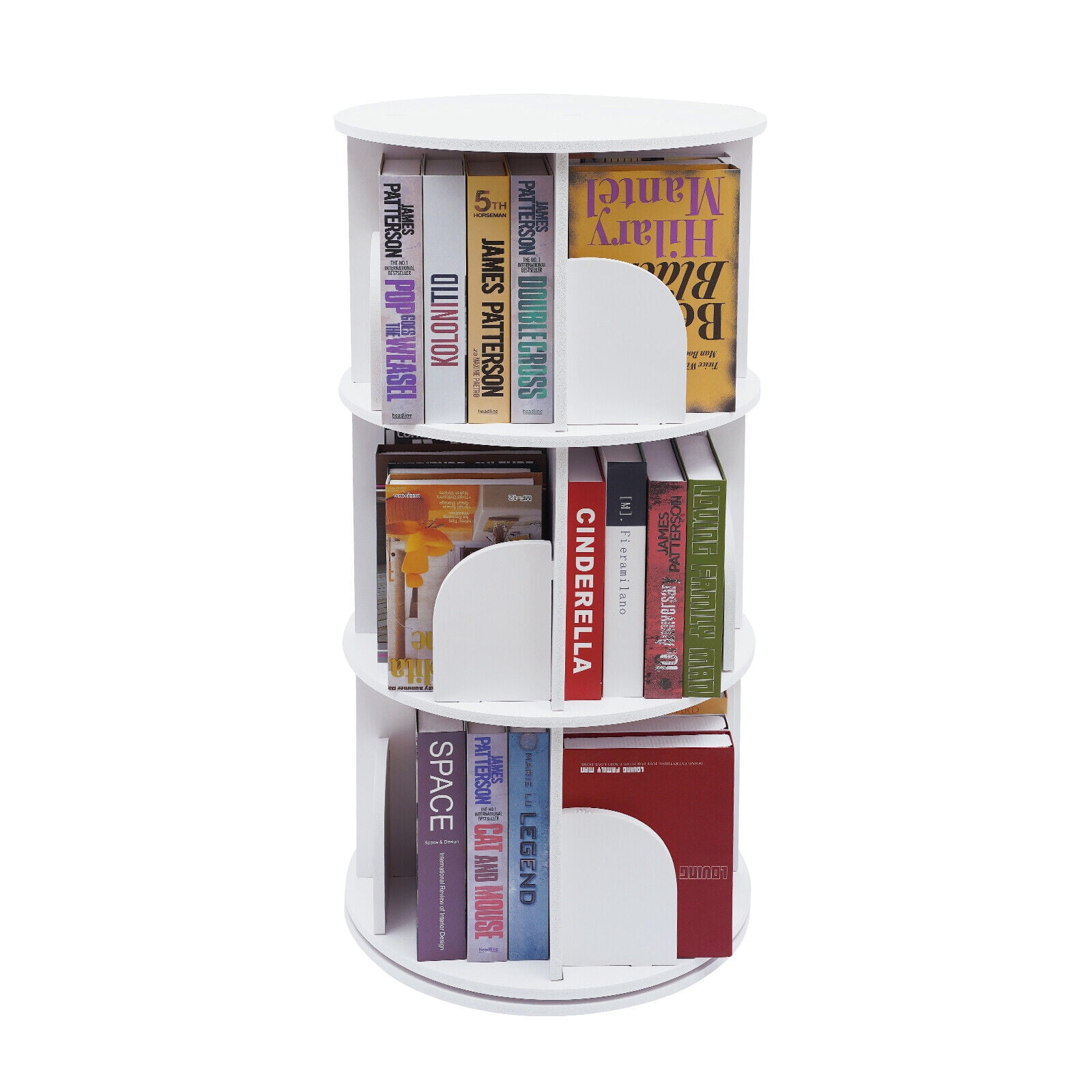 Modern 3 Tiers 360° Rotating Stackable Shelves Bookshelf Organizer ...