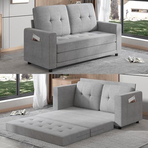 Modern 3-in-1 Convertible Sofa Bed, 84 Inch Tri-Fold Multi-Function ...