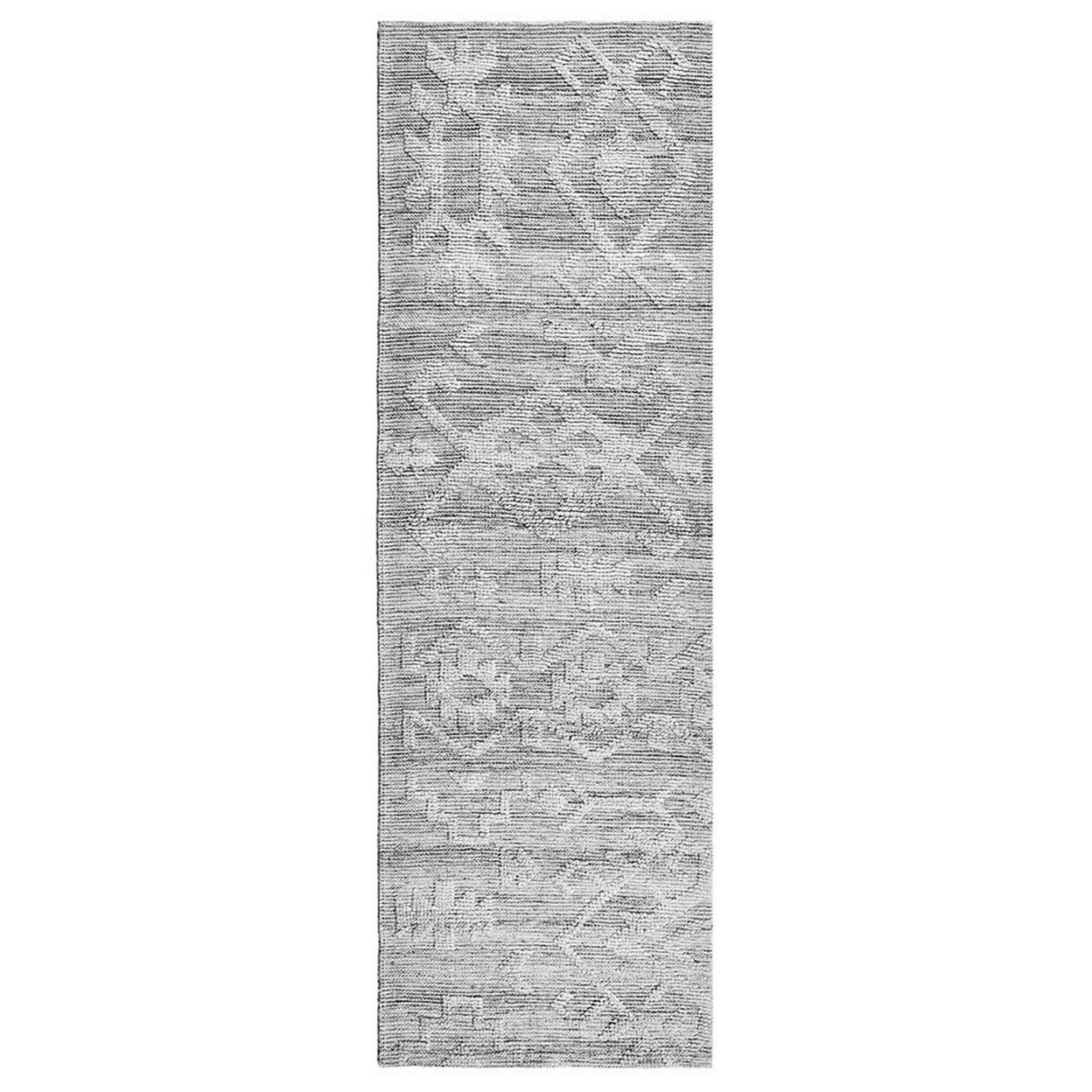 Modern 3 x 8 Runner Area Rug Handwoven Tribal Style Geometry Gray Tones ...