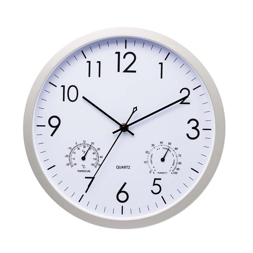 Modern 30cm Silent Wall Clock with Temperature and Humidity Measurement ...